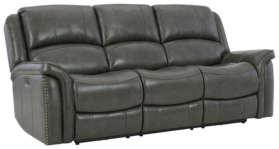 Lanzo gray leather reclining sofa store